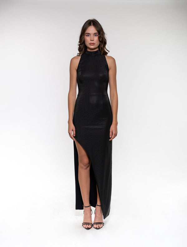 Black Sleeveless Maxi Dress with Side Slit – House of Calva